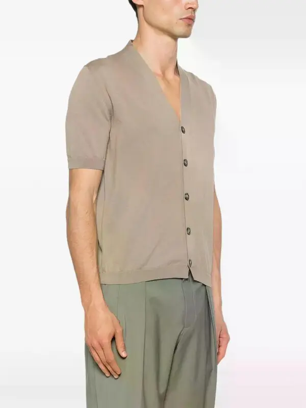LUIGI GENTILE Button Short-sleeve Cardigan - Neutrals