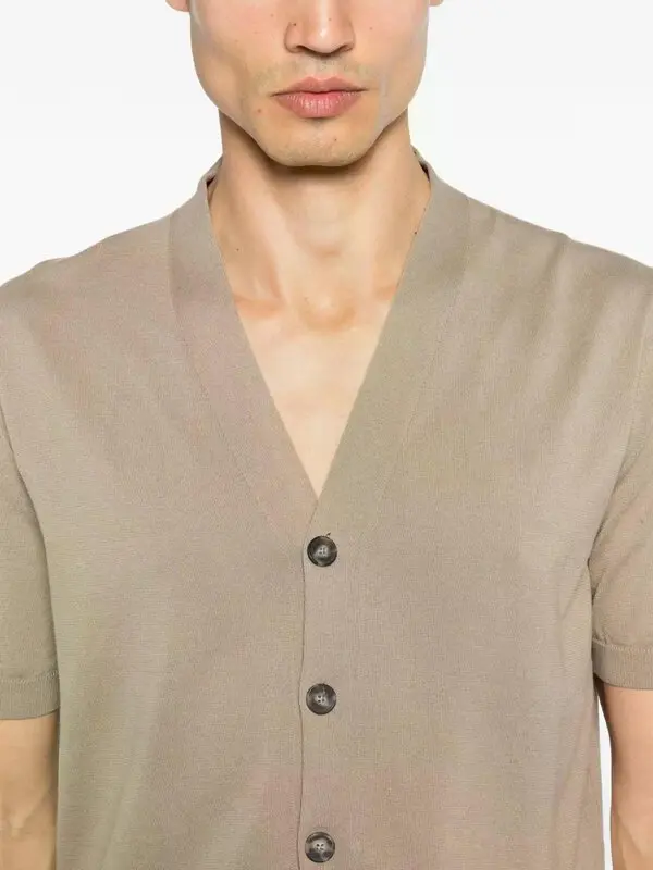 LUIGI GENTILE Button Short-sleeve Cardigan - Neutrals