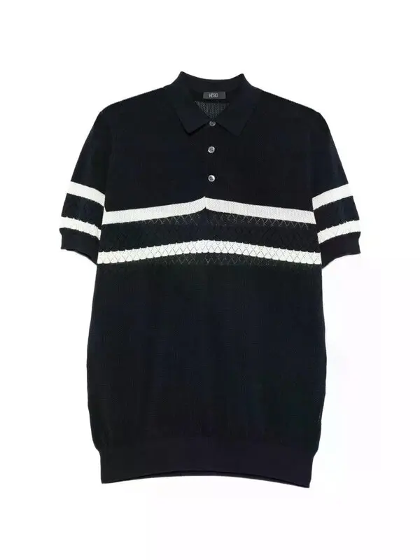 HOSIO Striped Polo Shirt - Blue
