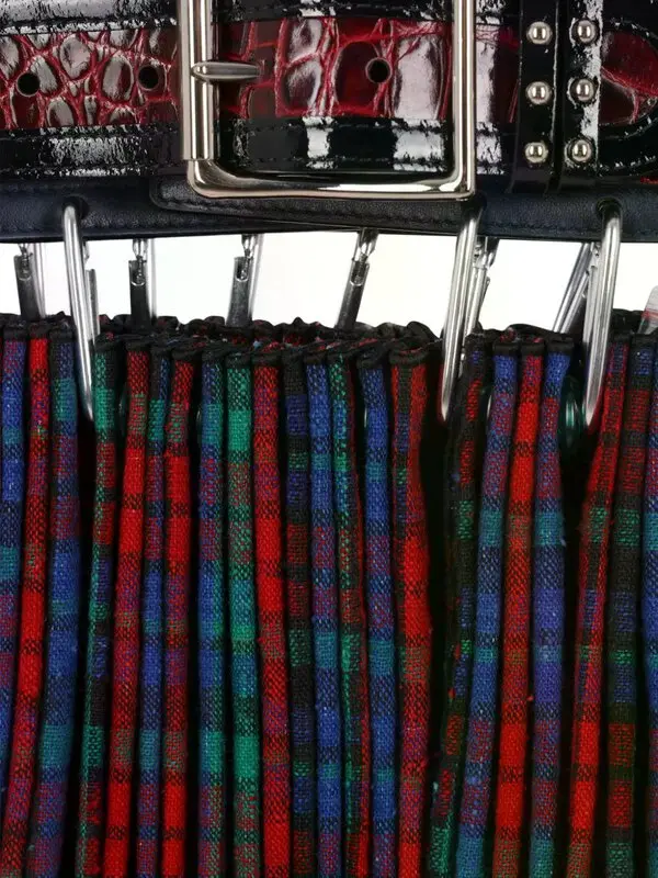 CHOPOVA LOWENA Tartan-check Pleated Skirt With Leather Belt