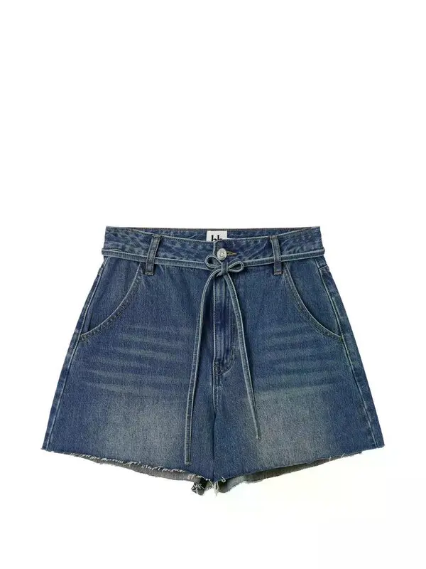 B+AB Belted Frayed Hem Denim Shorts