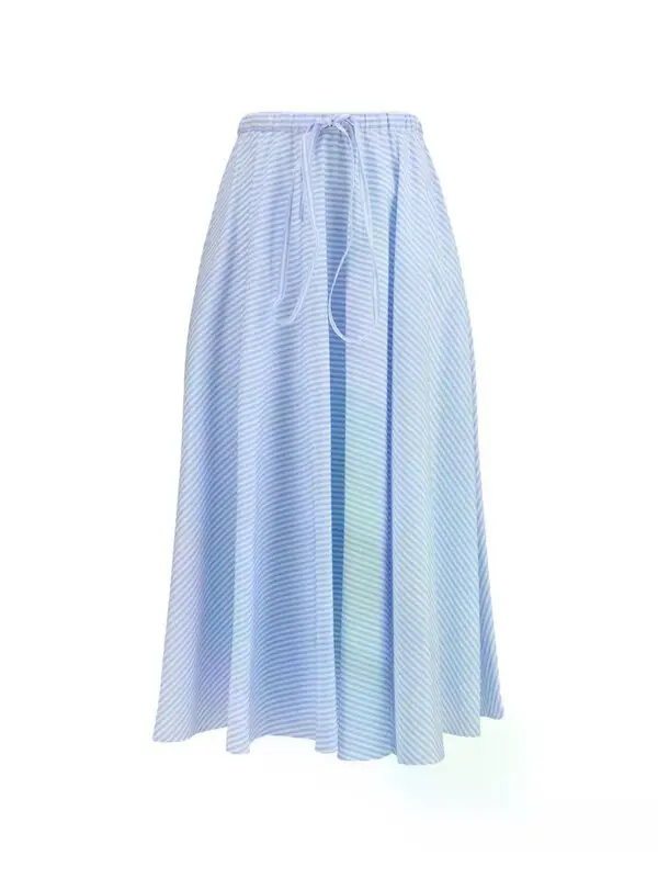 CRIDA MILANO Locorotondo Striped Midi Cotton Skirt - Blue