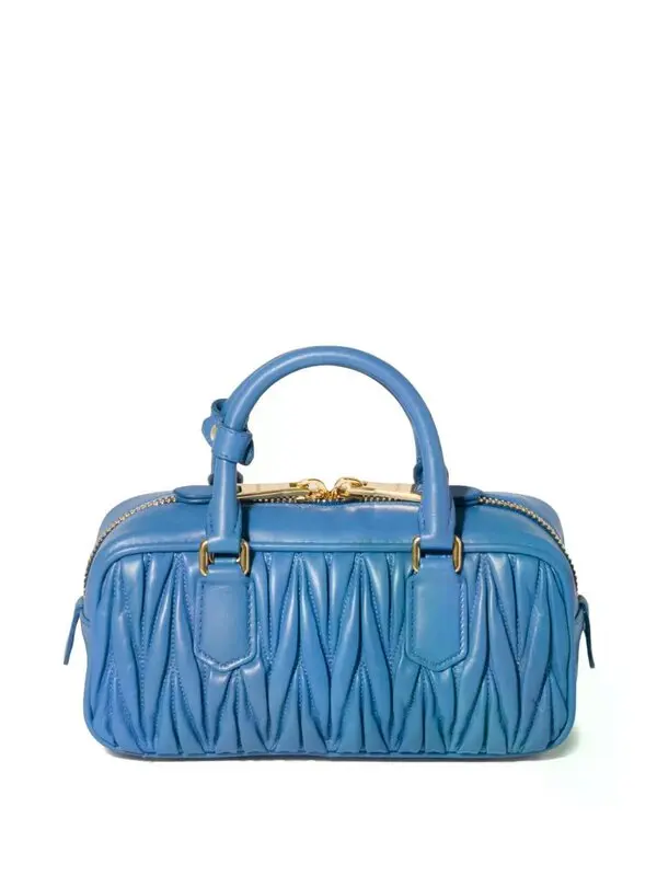 Miu Miu Arcadie Matelassé Nappa Leather Bag - Blue