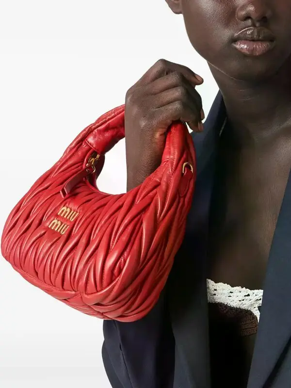Miu Miu Wander Matelassé Nappa Leather Bag - Red