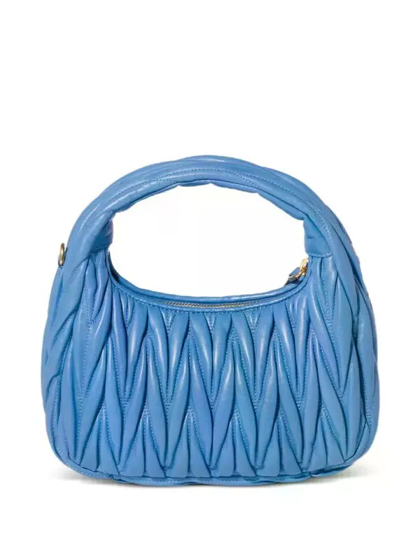 Miu Miu Wander Matelassé Nappa Leather Tote Bag - Blue