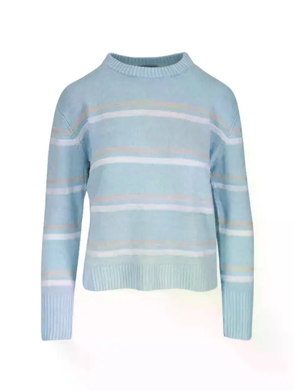 Kinross Cashmere Striped Crew-neck Sweater