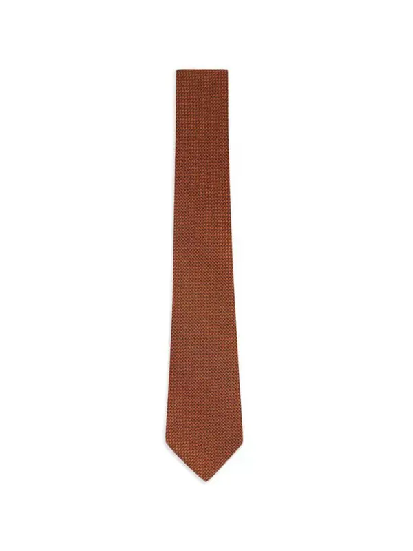 Zegna Rust-textured Silk Neck Tie - Brown