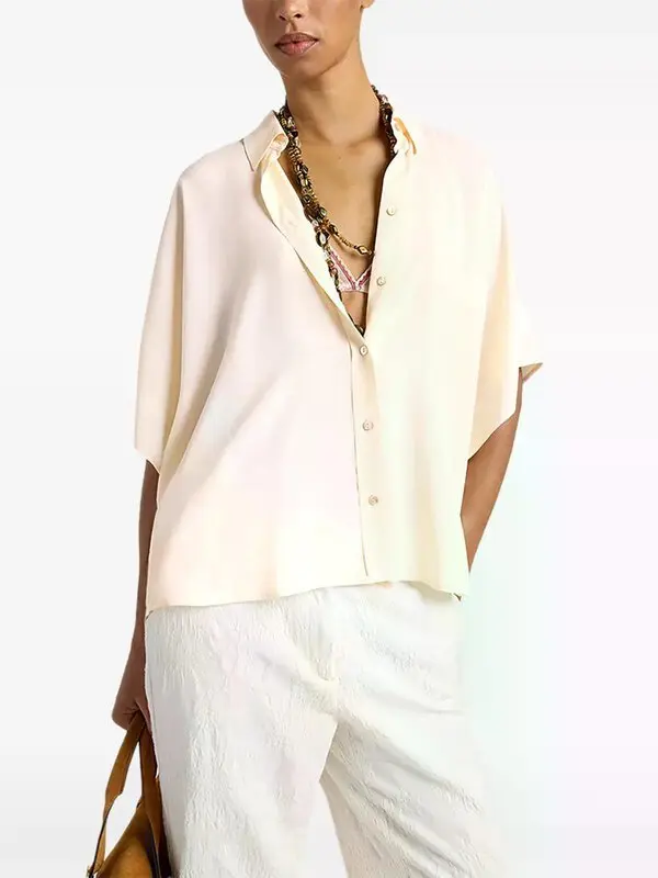 Momoni Short-sleeve Shirt With Mother-of-pearl Buttons - Neutrals