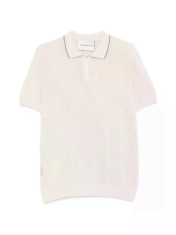 AMARANTO Contrasting-trim Polo Shirt - Neutrals