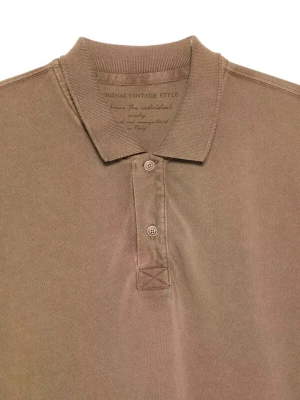 ORIGINAL VINTAGE Chile Button Polo Shirt - Brown