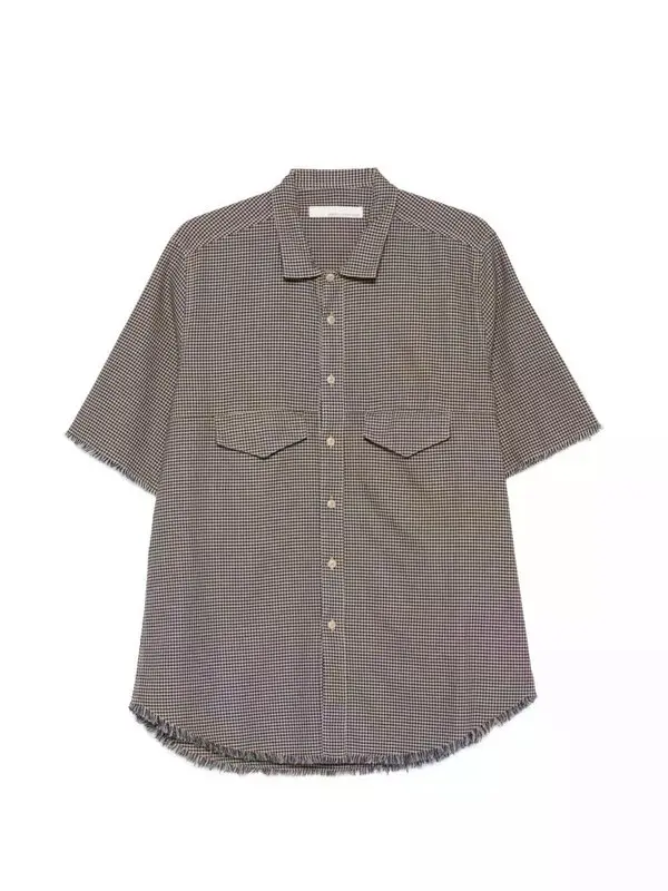 ORIGINAL VINTAGE Gingham Frayed-edge Shirt - Neutrals