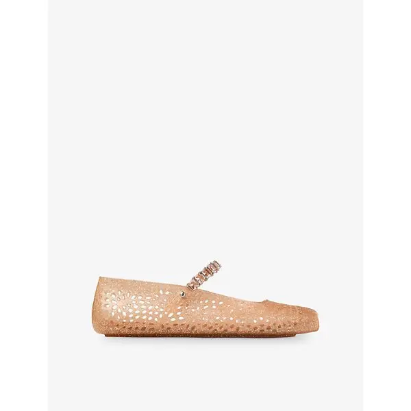 JIMMY CHOO Glitter-embellished Ballet Flats - Light Toffee/silver