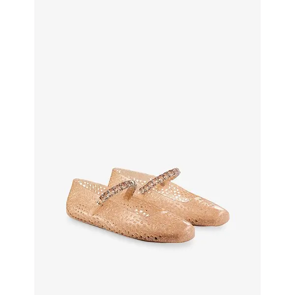 JIMMY CHOO Glitter-embellished Ballet Flats - Light Toffee/silver