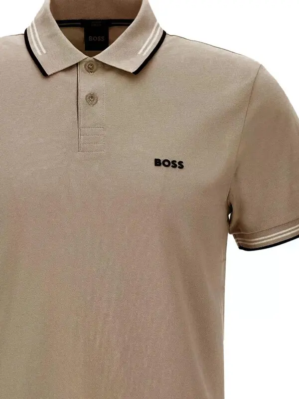 BOSS Stretch-cotton Slim-fit Polo Shirt With Branding And Stripes