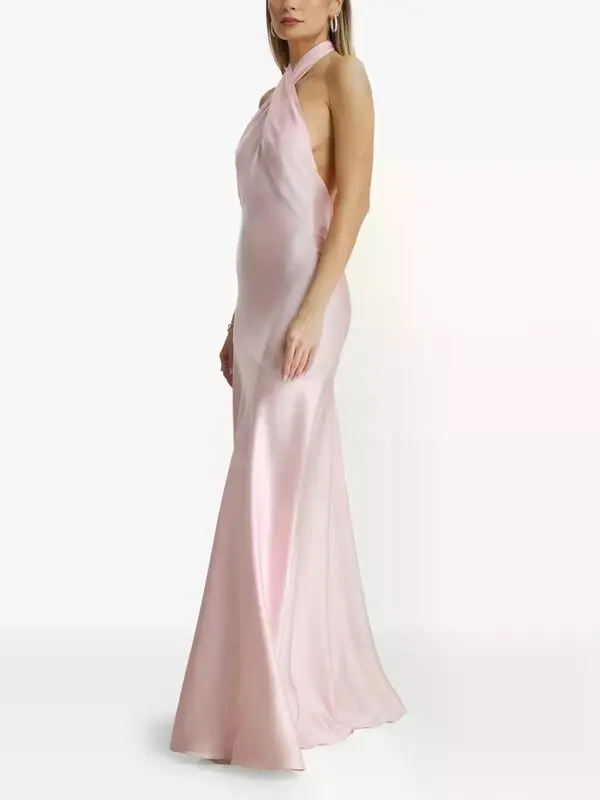 IL VOLO Halter Neck Maxi Dress With Open Back And Tie Detail - Pink