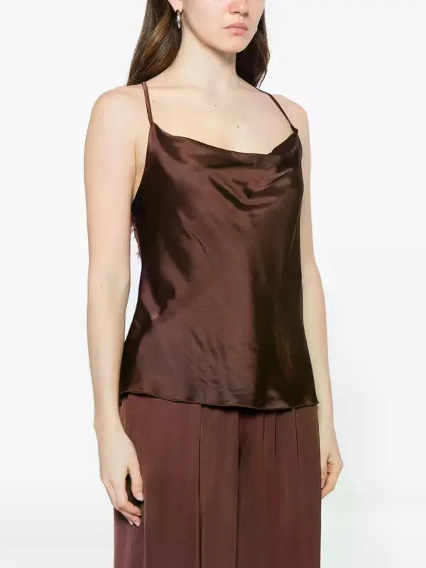 Dixie Cowl Neck Cross-back Top - Brown