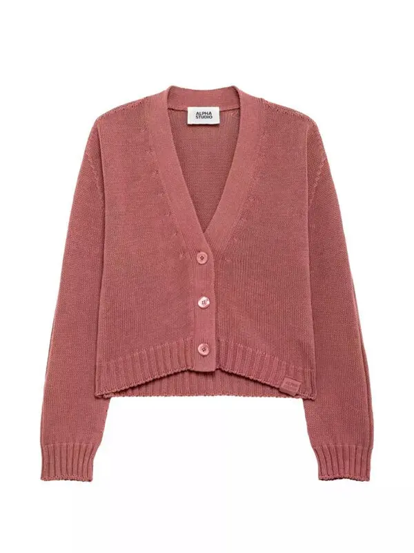 Alpha Studio V-neck Button Cardigan - Pink