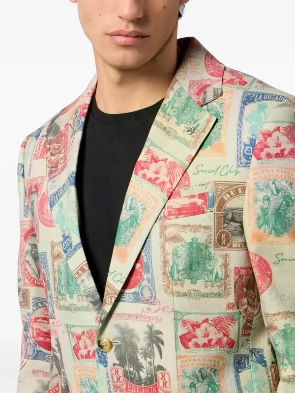 BILLIONAIRE Printed Linen Blazer