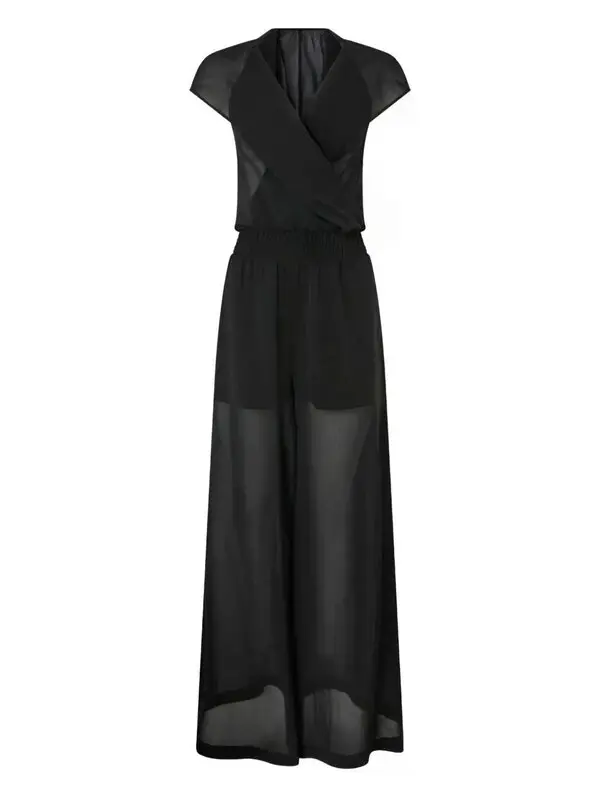 Pinko Long Playsuit With Hood And Sheer Details - Black