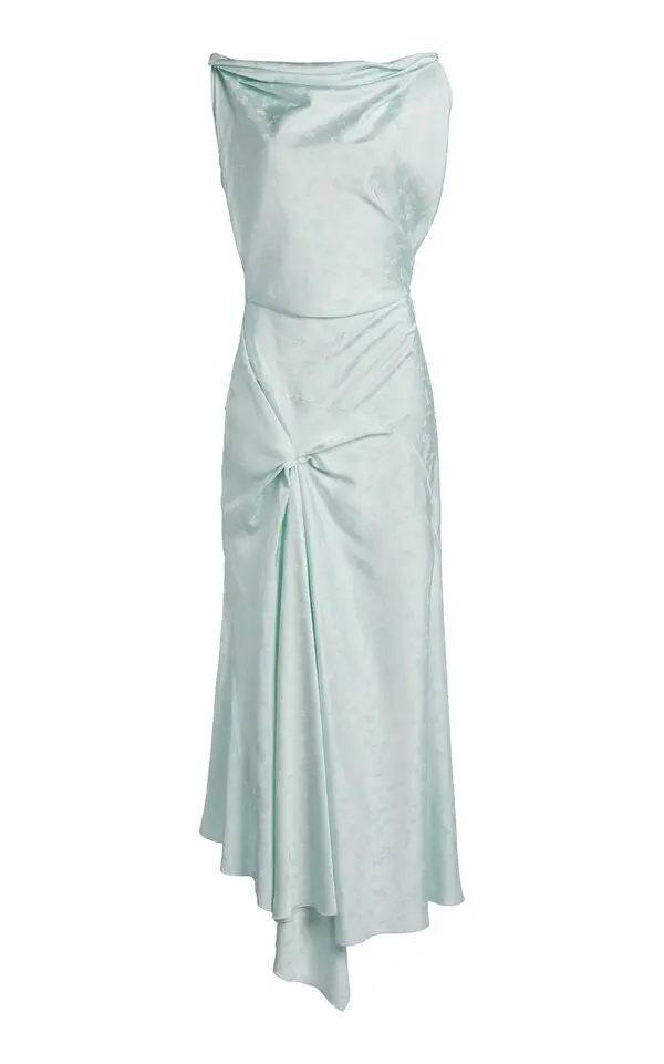 Victoria Beckham Posy Twist-detail Midi Dress - Light Blue
