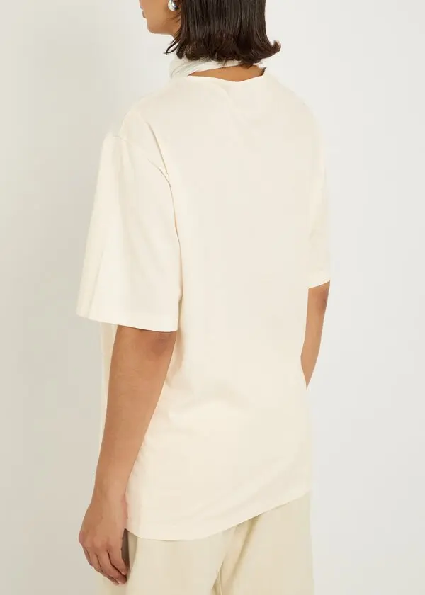 LEMAIRE Foulard-neck Cotton T-shirt - Cream