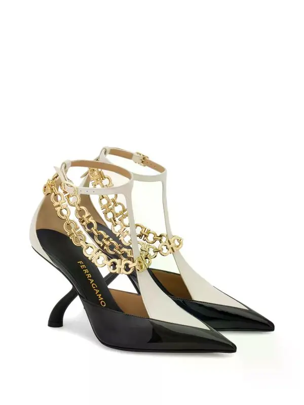 FERRAGAMO S-shaped Heel Pumps With Gancini Chain