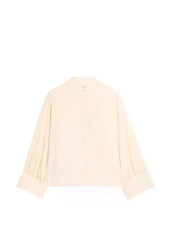 Momoni Stand-collar Gathered-sleeve Shirt - Neutrals