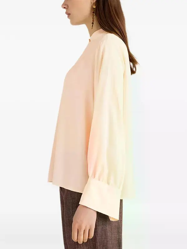 Momoni Stand-collar Gathered-sleeve Shirt - Neutrals