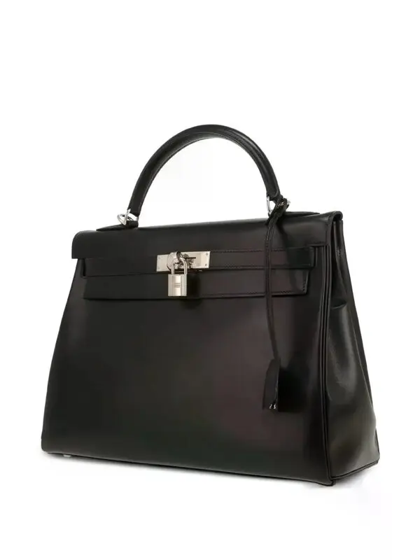 Hermès Kelly Leather Handle Handbag - Black