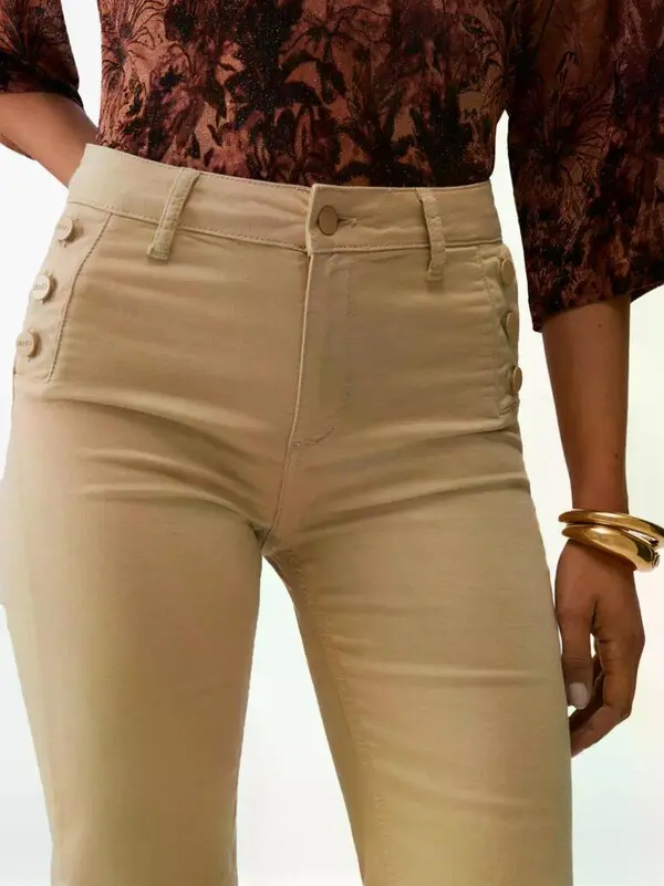 Liu Jo Logo Button Flared Jeans - Neutrals
