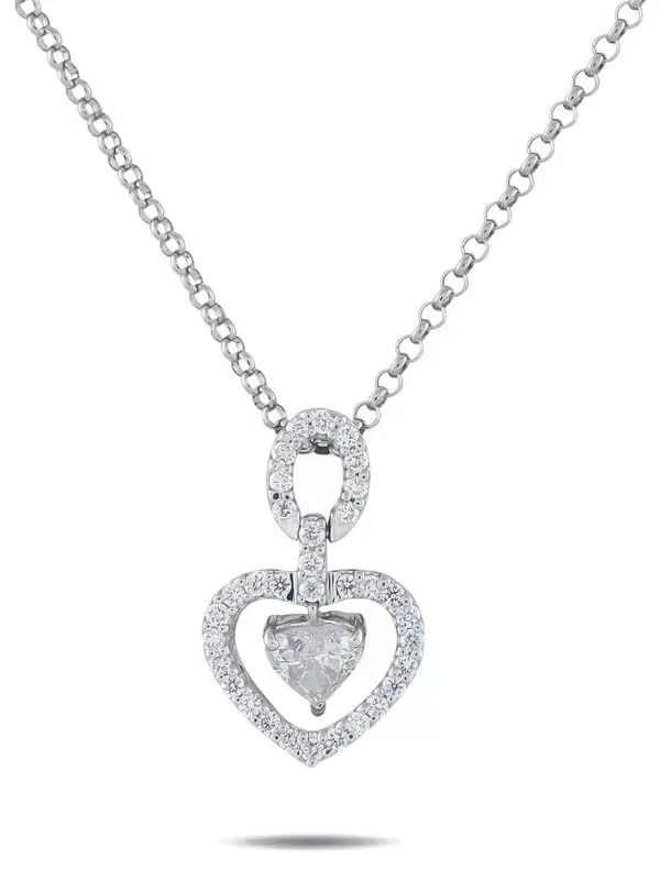 LB EXCLUSIVE Platinum Diamond Heart Pendant Necklace - Silver