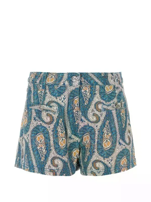 Etro Paisley Print Tailored Shorts - Blue