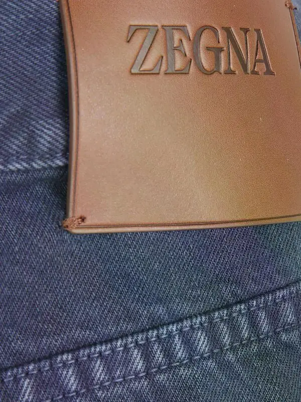 Zegna Logo Patch Jeans - Blue