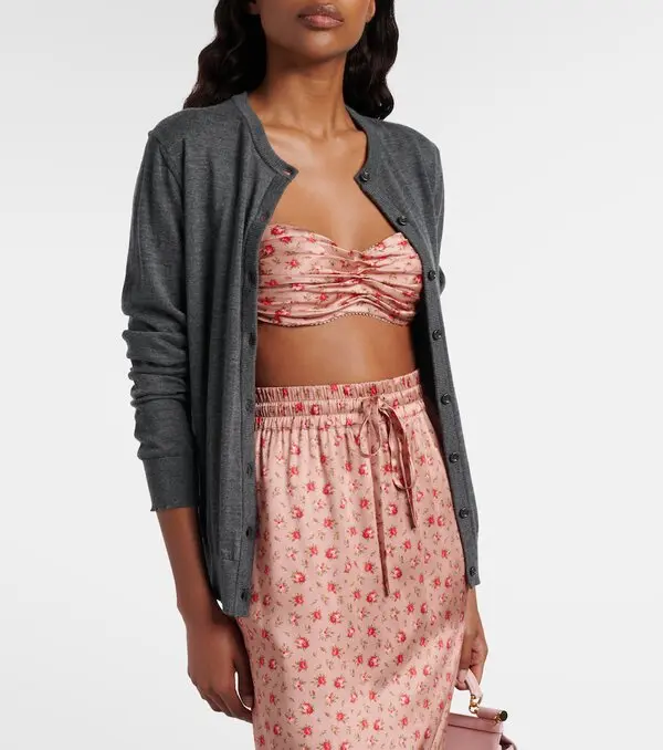 Dolce & Gabbana Floral Draped Silk Satin Bra