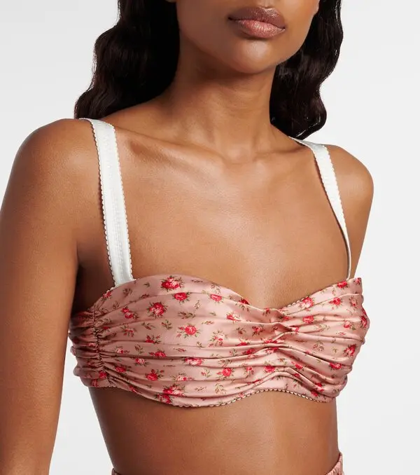 Dolce & Gabbana Floral Draped Silk Satin Bra