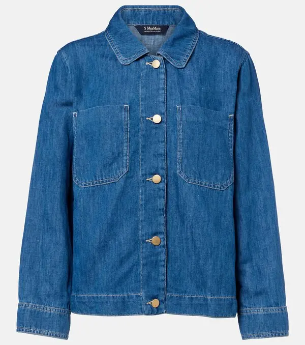 Max Mara Galante Cotton And Linen Denim Jacket - Blue