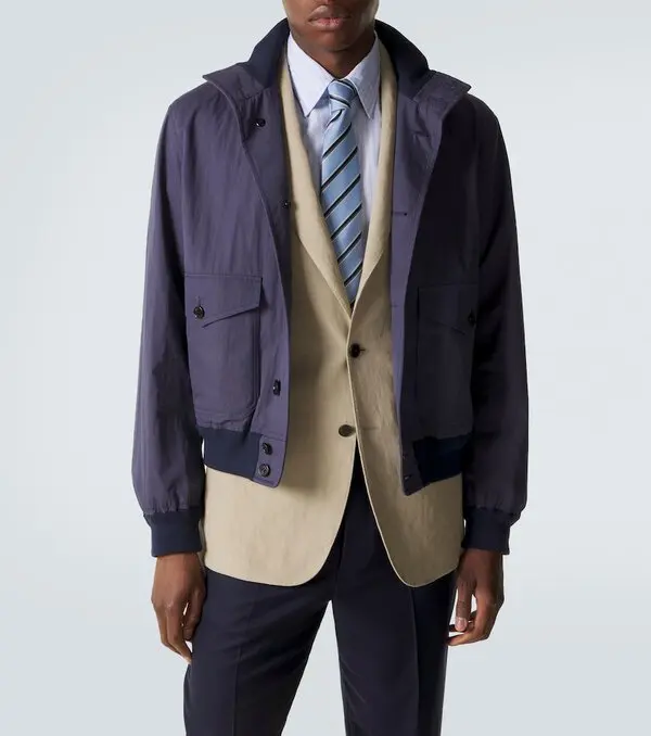 Dunhill Cotton-blend Twill Bomber Jacket - Blue