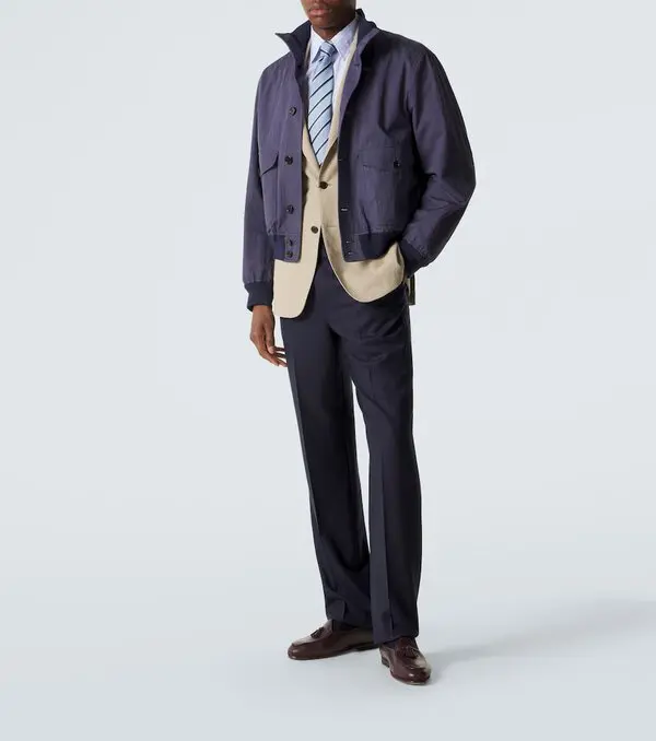 Dunhill Cotton-blend Twill Bomber Jacket - Blue