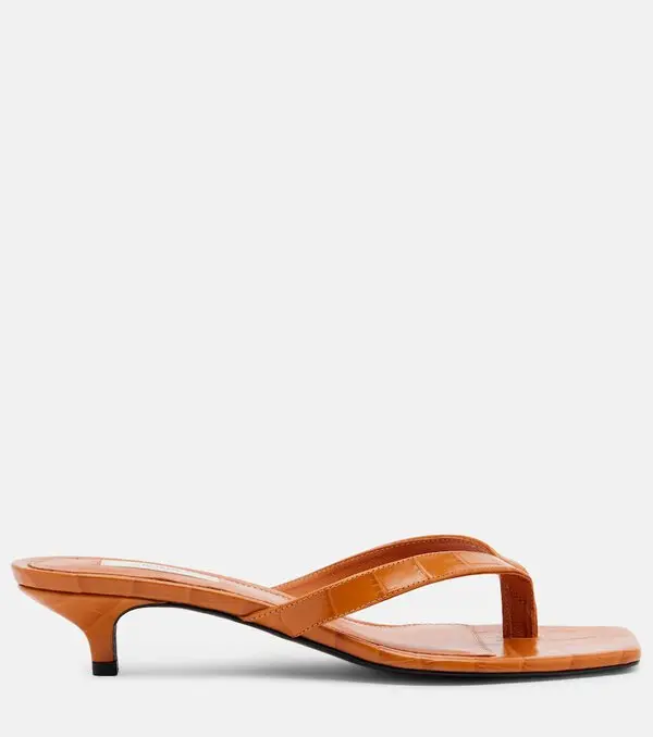TOTEME Croc-effect Leather Thong Sandals - Orange