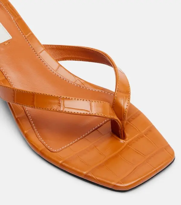 TOTEME Croc-effect Leather Thong Sandals - Orange