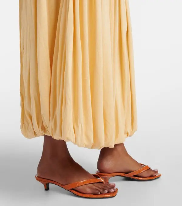 TOTEME Croc-effect Leather Thong Sandals - Orange