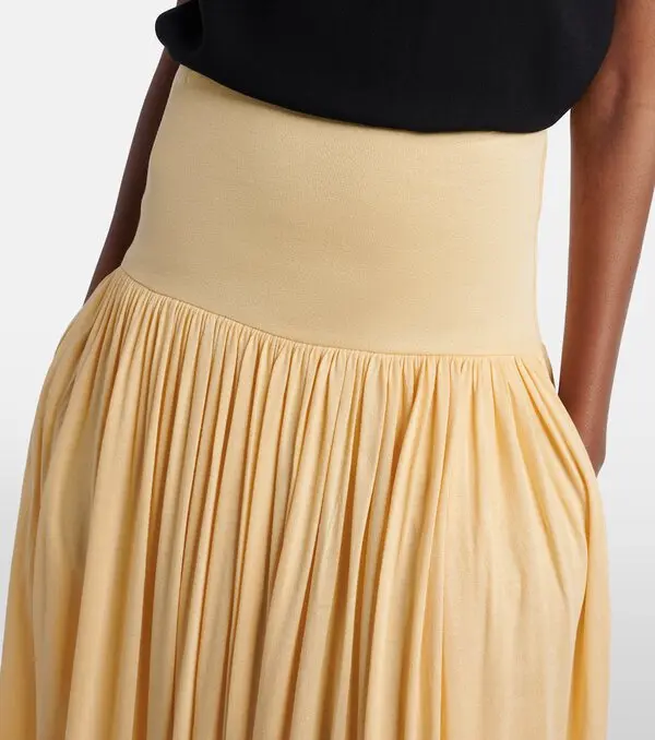 TOTEME Gathered Jersey Midi Skirt - Yellow