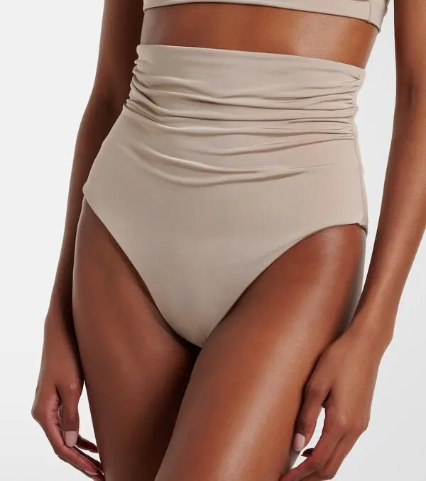Max Mara Salli Draped High-rise Bikini Bottoms