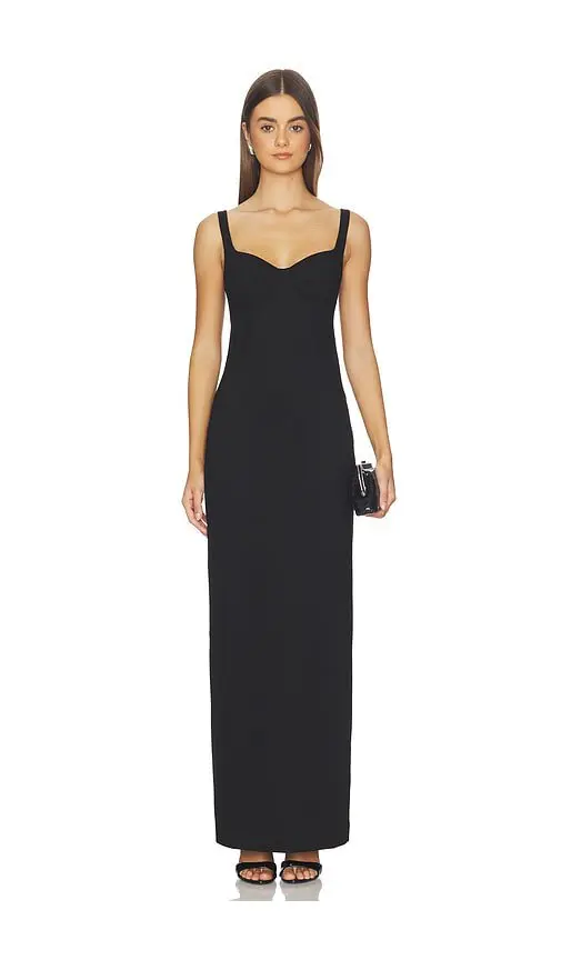 Simkhai Cabot Sculpted Scuba Maxi Dress - Black