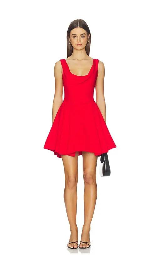 Alice + Olivia Estrella Draped Flare Mini Dress - Red