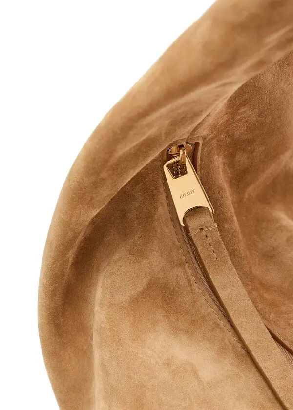 Khaite Olivia Suede Top Handle Bag - Camel