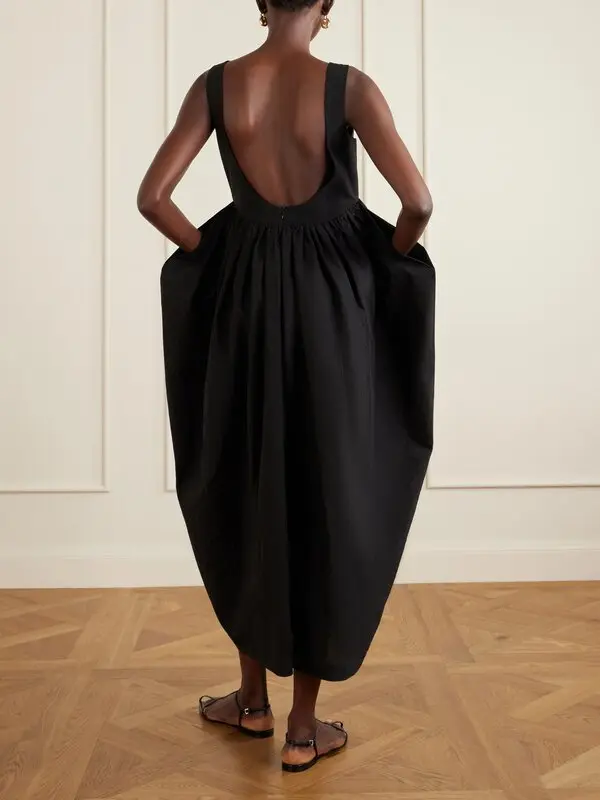 RÓHE Open-back Cotton-blend Maxi Dress - Black