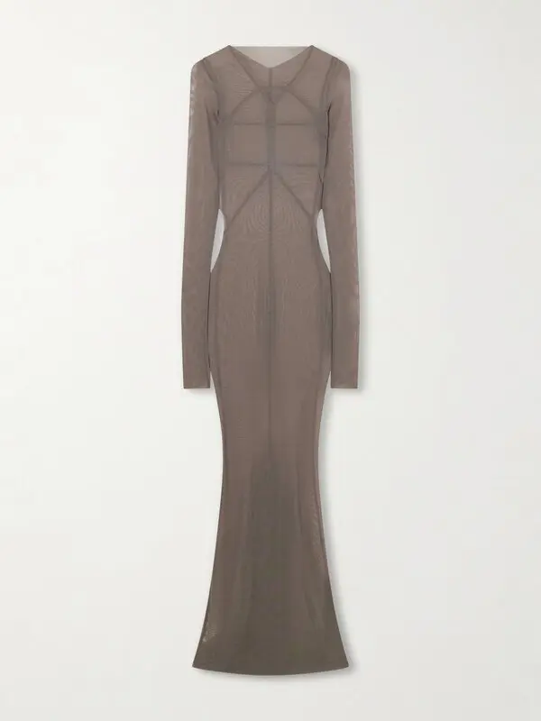 Rick Owens Temple Stretch Tulle Gown - Gray