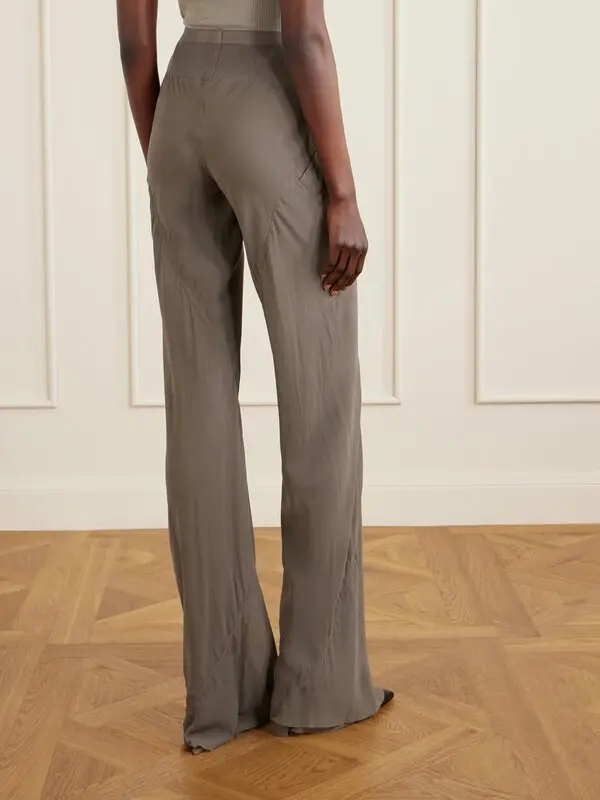 Rick Owens Bias Silk-crepe Wide-leg Pants - Gray
