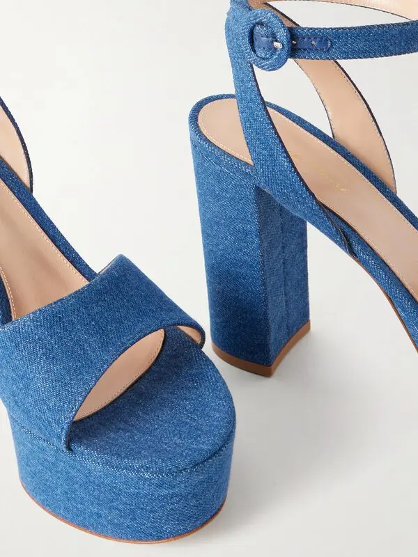 GIANVITO ROSSI Denim Platform Sandals